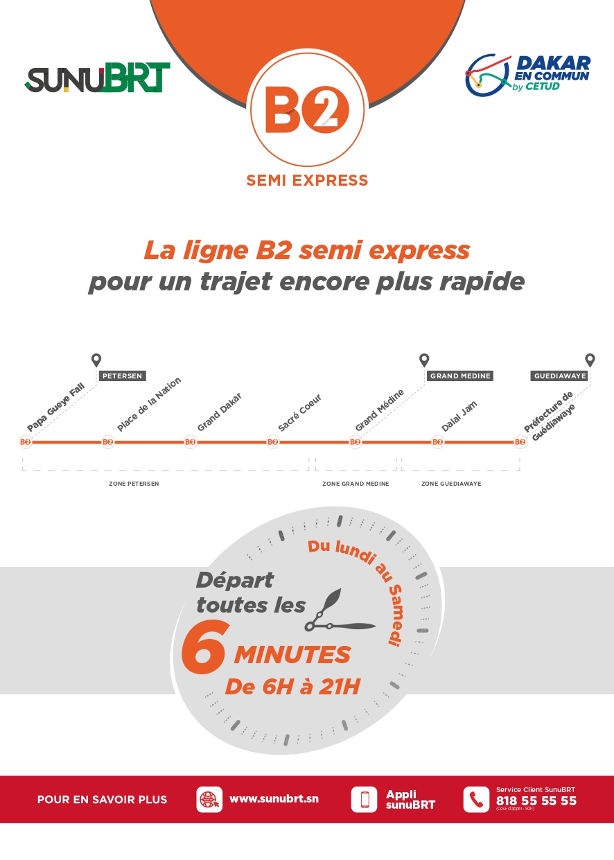 B2 - Semi-Express - Sunu BRT - Bus Rapid Transit Dakar